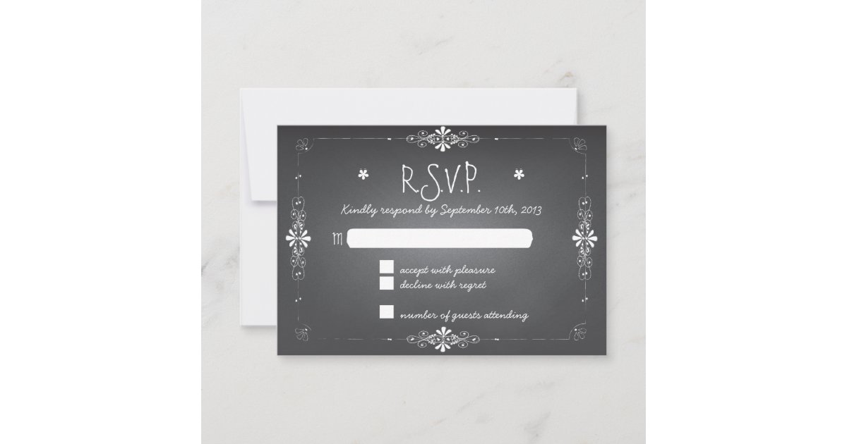 Chalkboard Wedding RSVP Response Card | Zazzle