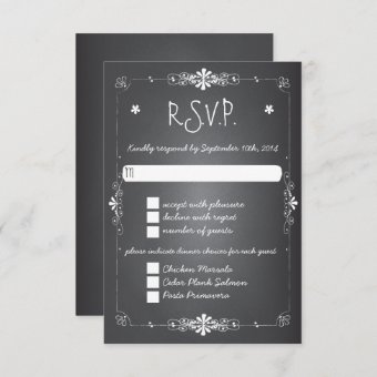 Chalkboard Wedding RSVP Response Card w Dinner | Zazzle
