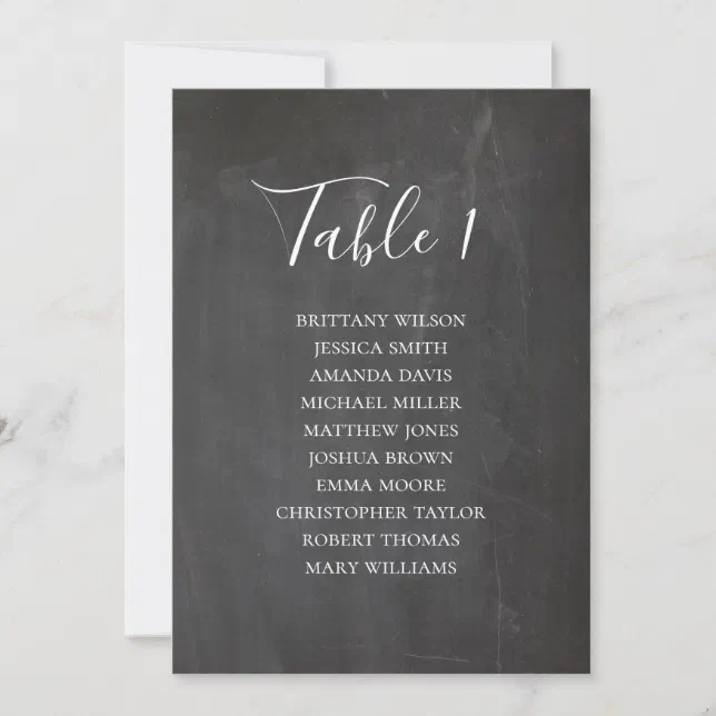 Chalkboard wedding seating chart. Modern table Invitation | Zazzle
