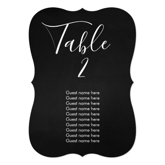 Chalkboard wedding table number + guest names card | Zazzle.com