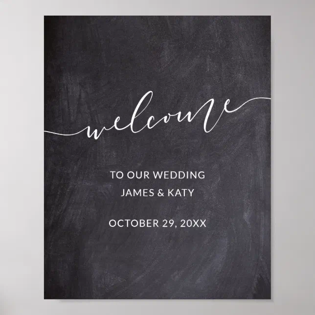 Chalkboard wedding welcome sign wedding poster | Zazzle