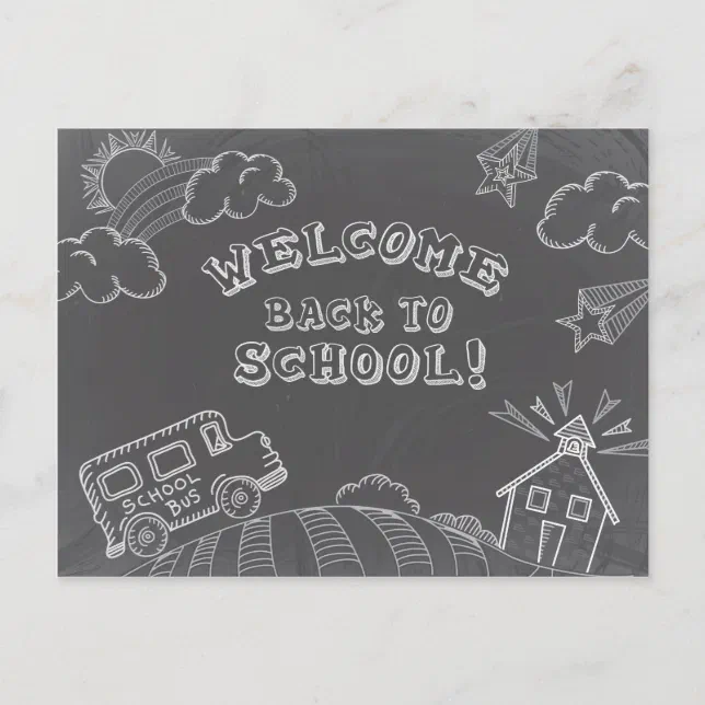 Chalkboard Welcome Back to School Postcard | Zazzle