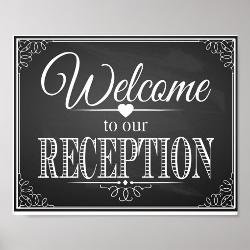 Chalkboard Welcome to our reception print | Zazzle