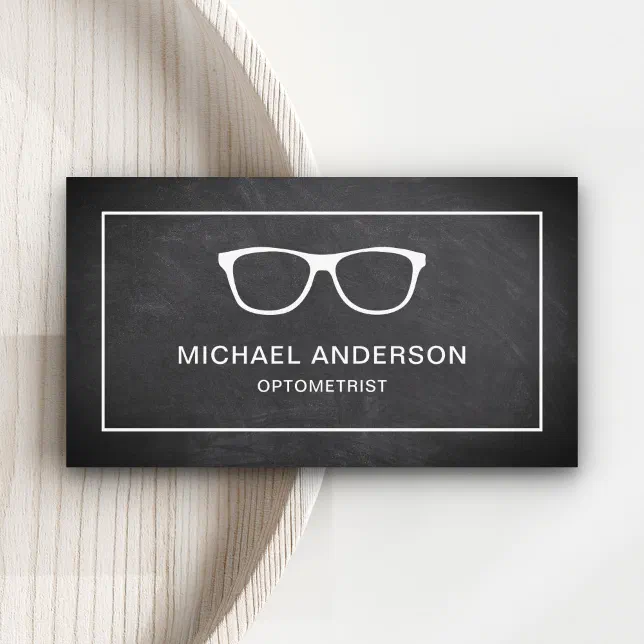 Chalkboard White Eyeglasses Eye Doctor Optometrist Business Card | Zazzle
