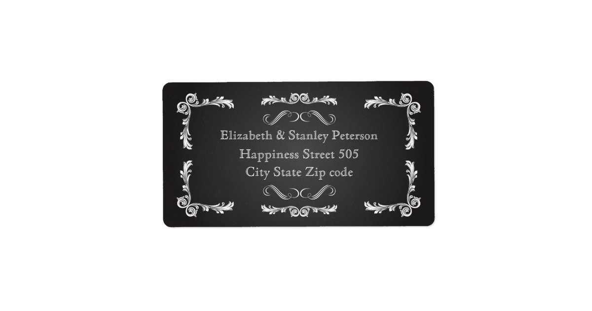 Chalkboard with vintage frame wedding label | Zazzle