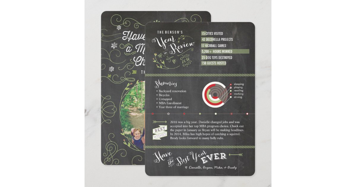 Chalkboard Year in Review Photo Cards - Christmas | Zazzle