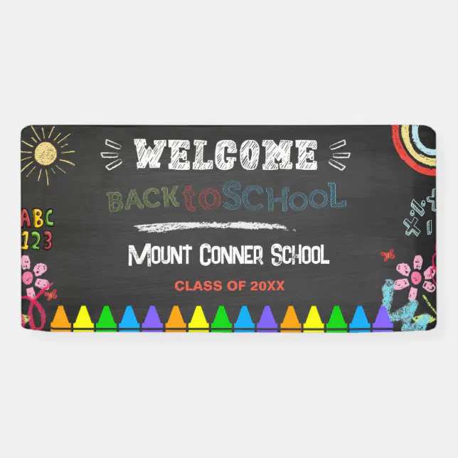 Chalkbord Welcome Back To School Red Banner | Zazzle