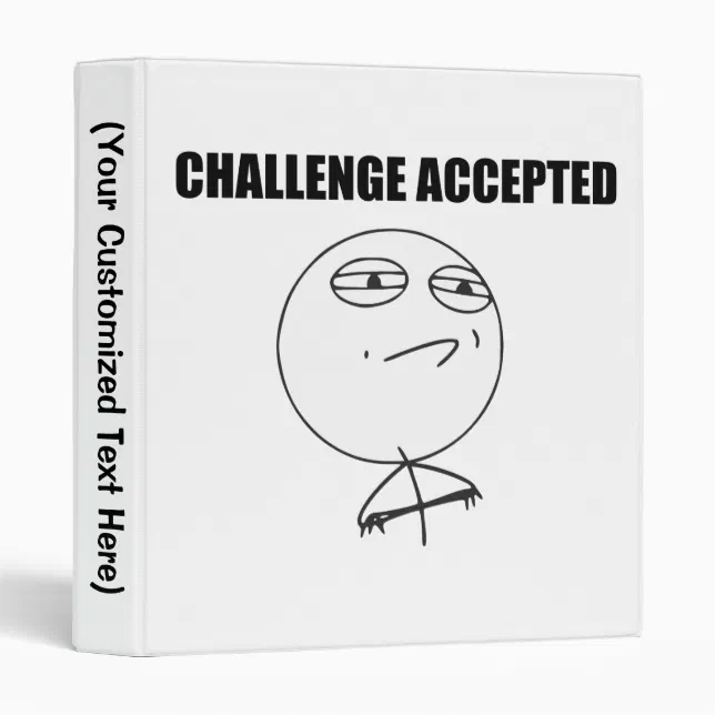Challenge Accepted Rage Face Comic Meme 3 Ring Binder | Zazzle