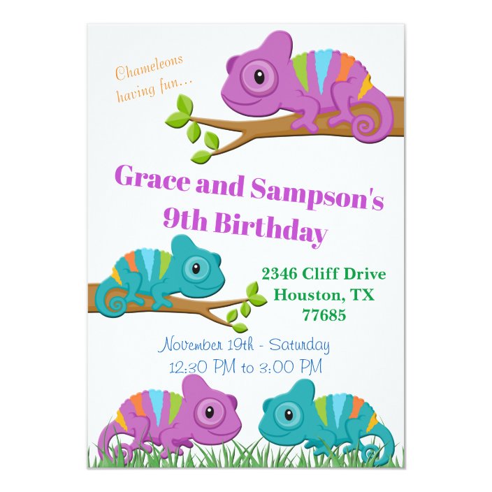 Chameleon Birthday Invitation | Zazzle.com