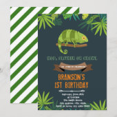 Chameleon birthday party invitation | Zazzle