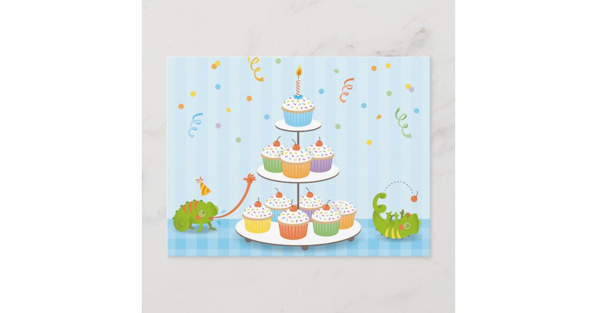 Chameleon birthday postcard | Zazzle