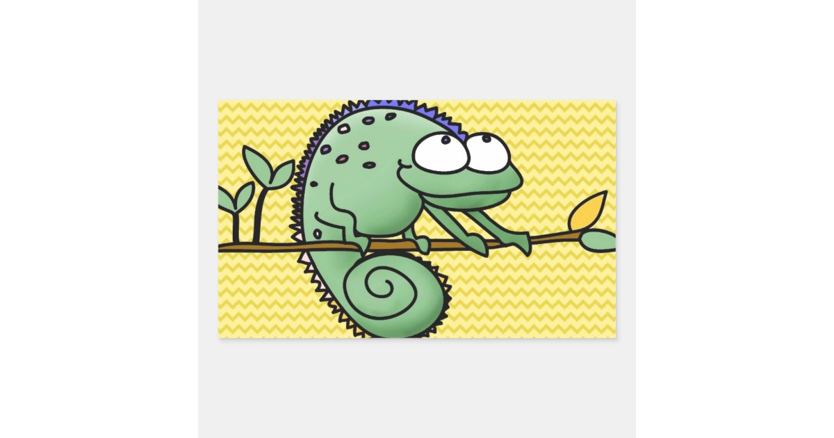 Chameleon Cute Funny Rectangular Sticker | Zazzle