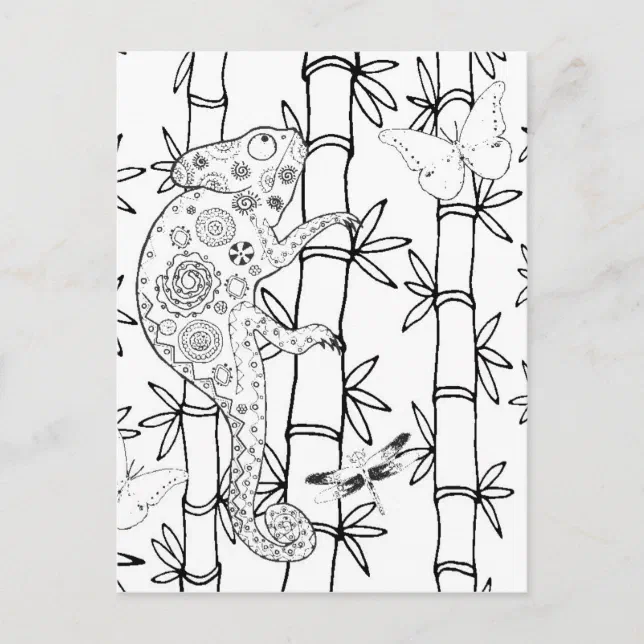 Chameleon Doodle Postcard | Zazzle