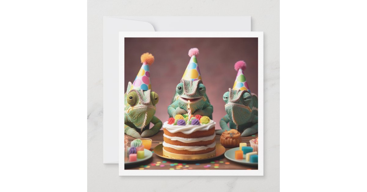 Chameleon party animals, chameleon birthday invite | Zazzle