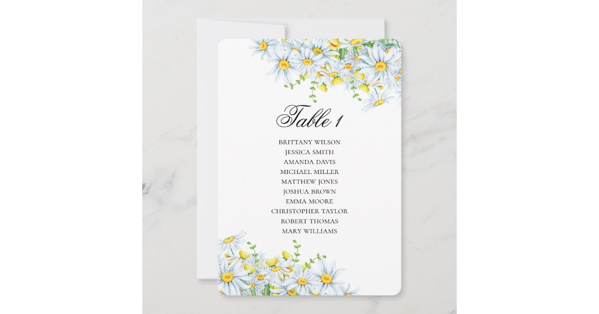 Chamomile seating chart. Summer flowers wedding Invitation | Zazzle