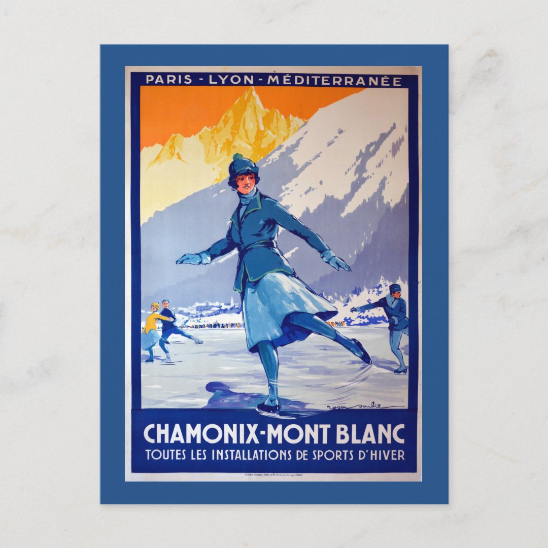 Chamonix, Switzerland Vintage Travel Poster Postcard | Zazzle