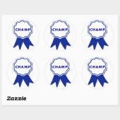 Champ Blue Ribbon Classic Round Sticker | Zazzle