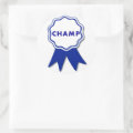 Champ Blue Ribbon Classic Round Sticker | Zazzle