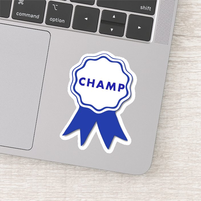 Champ Blue Ribbon Sticker | Zazzle.com