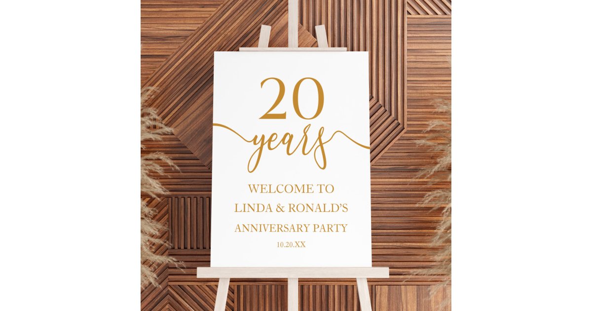 Champagne 20th Wedding Anniversary Welcome Sign | Zazzle