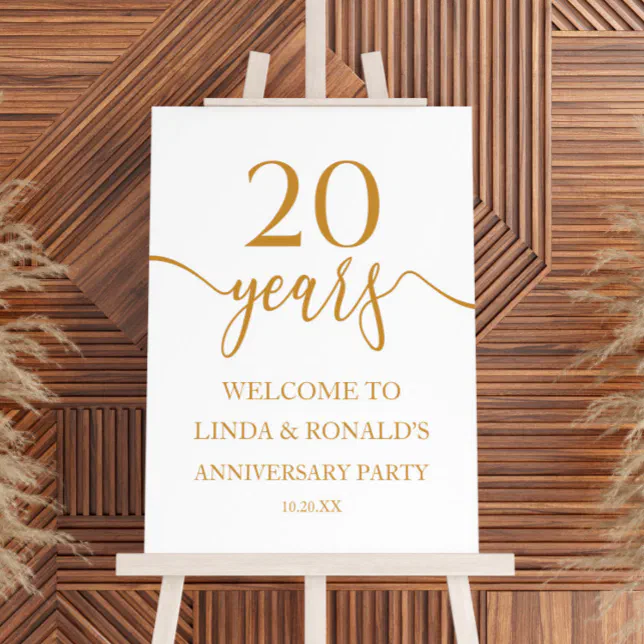 Champagne 20th Wedding Anniversary Welcome Sign | Zazzle