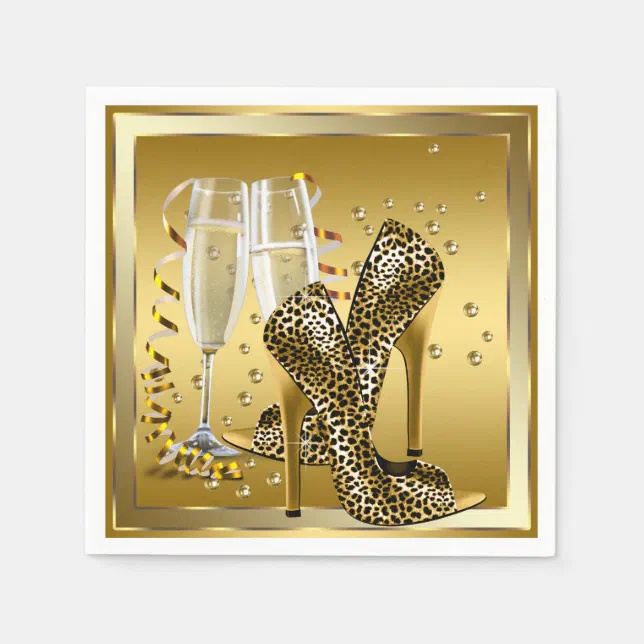 Champagne and High Heel Shoes Napkins | Zazzle