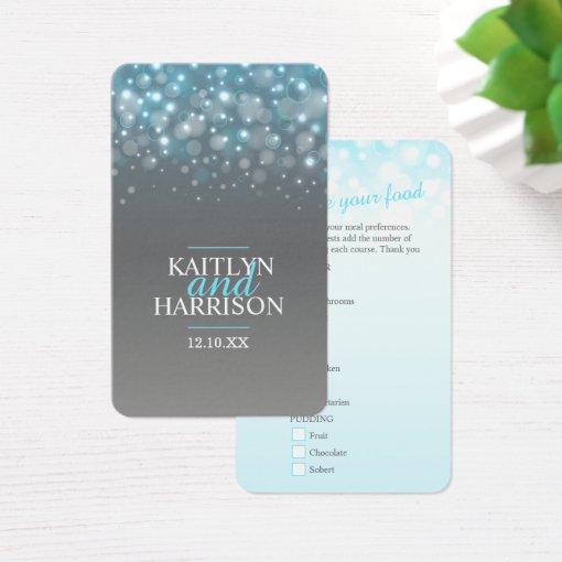 Champagne blue grey wedding food choice cards | Zazzle