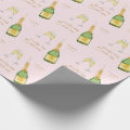 Champagne bottle and glass Pink Bridal Shower Wrapping Paper | Zazzle