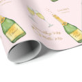 Champagne bottle and glass Pink Bridal Shower Wrapping Paper | Zazzle