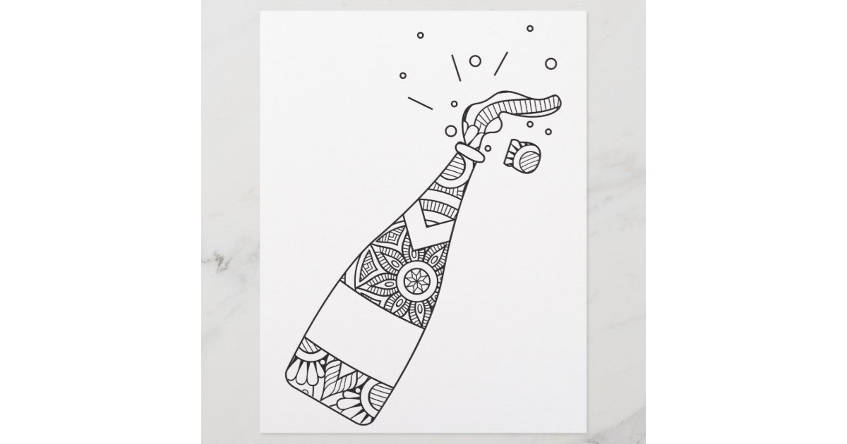 Champagne Bottle Coloring Page | Zazzle