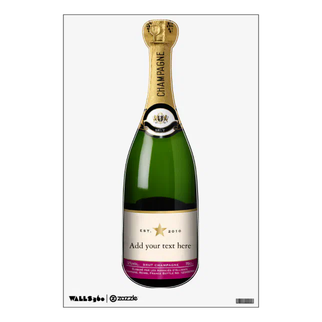 Champagne Bottle Wall Sticker | Zazzle