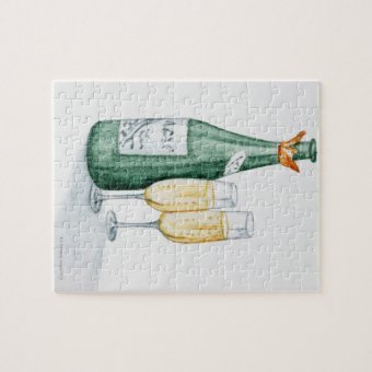 Champagne Bottles and Two Glasses Jigsaw Puzzle | Zazzle