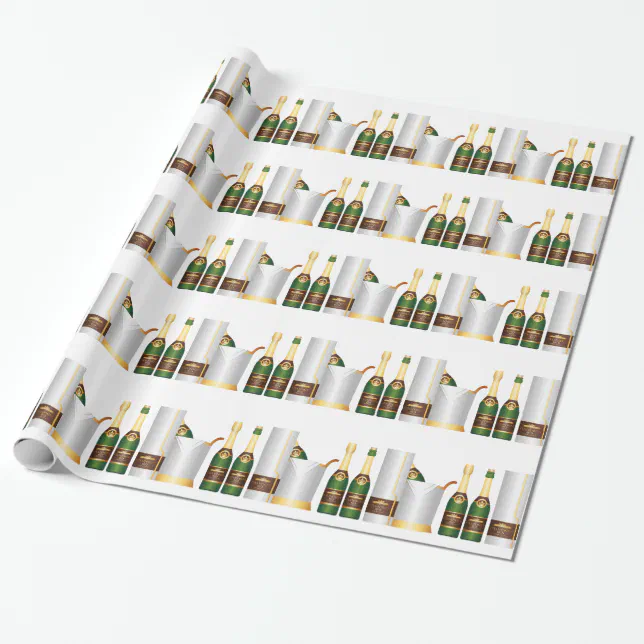 champagne bottles wrapping paper | Zazzle