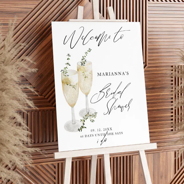 Champagne Bridal Brunch Calligraphy Welcome Sign | Zazzle