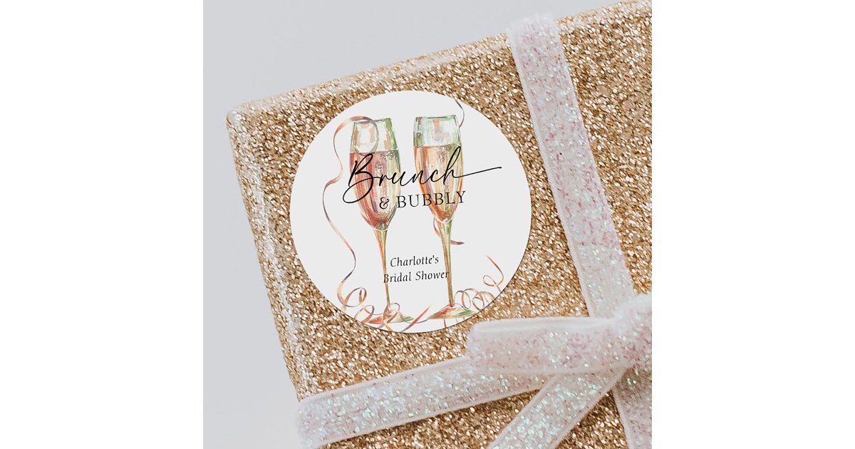 Champagne Bridal Shower Classic Round Sticker | Zazzle