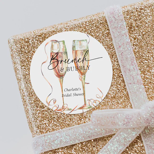 Champagne Bridal Shower Classic Round Sticker | Zazzle