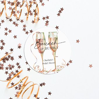 Champagne Bridal Shower Classic Round Sticker | Zazzle