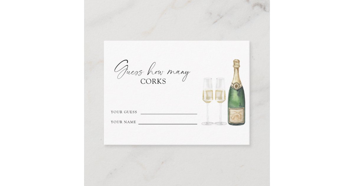 Champagne bridal shower - guess how many corks enclosure card | Zazzle