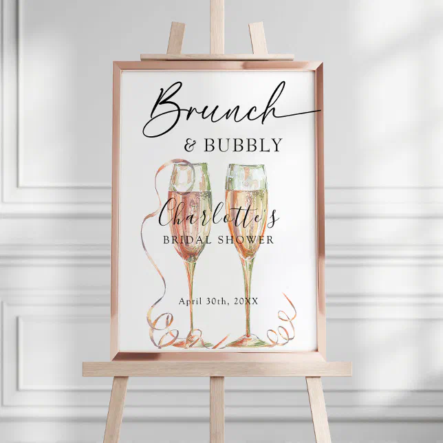 Champagne Brunch & Bubbly Bridal Shower Welcome Poster | Zazzle