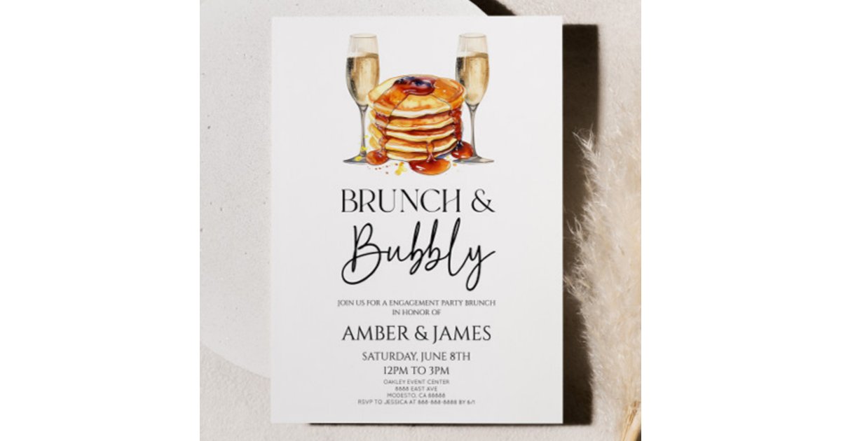 Champagne Brunch & Bubbly Engagement Party Brunch Invitation | Zazzle