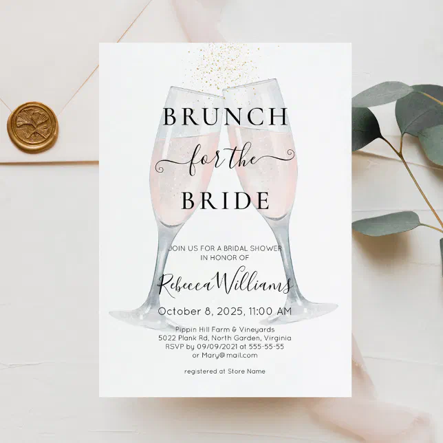 Champagne Brunch for the Bride Bridal Shower Invitation | Zazzle