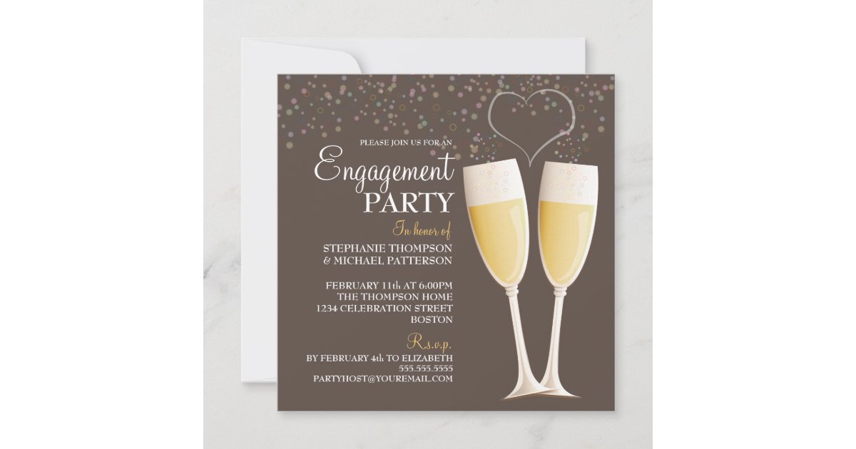 Champagne & Bubbles Engagement Party Invitation | Zazzle