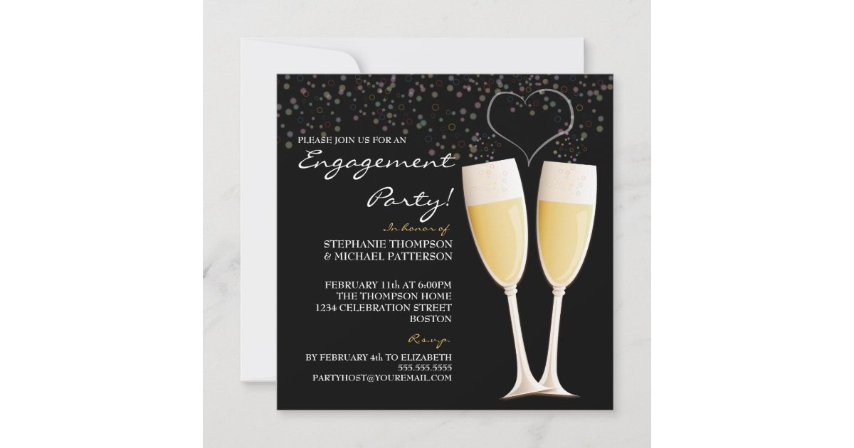 Champagne & Bubbles Engagement Party Invitation | Zazzle