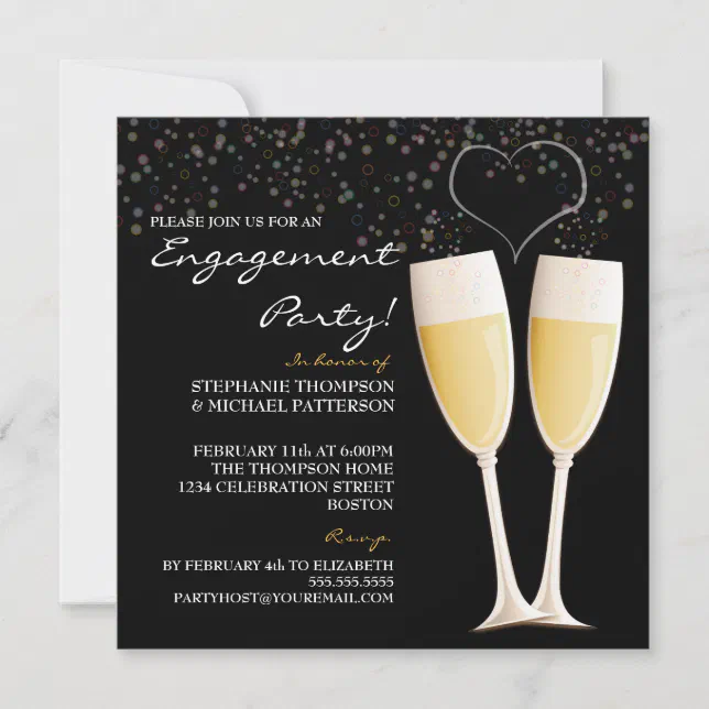 Champagne & Bubbles Engagement Party Invitation | Zazzle