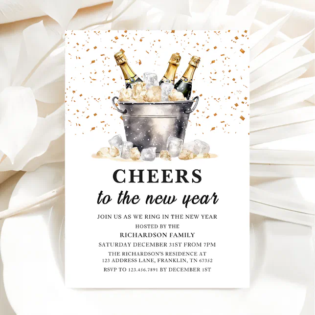 Champagne Budget Cheers to the New Year Party Invitation | Zazzle