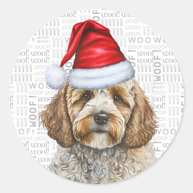 Champagne Cockapoo Dog Christmas Classic Round Sticker | Zazzle
