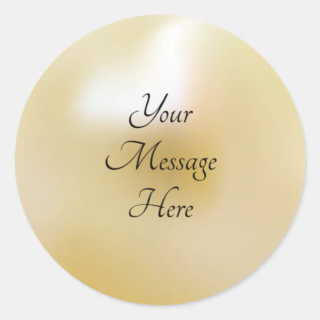 Champagne Colored Pearl Custom Message Round Classic Round Sticker | Zazzle