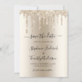 Champagne Dripping Glitter QR Code Wedding Save The Date | Zazzle
