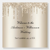 Champagne Dripping Glitter Wedding Welcome Sign | Zazzle