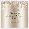 Champagne Dripping Glitter Wedding Welcome Sign | Zazzle